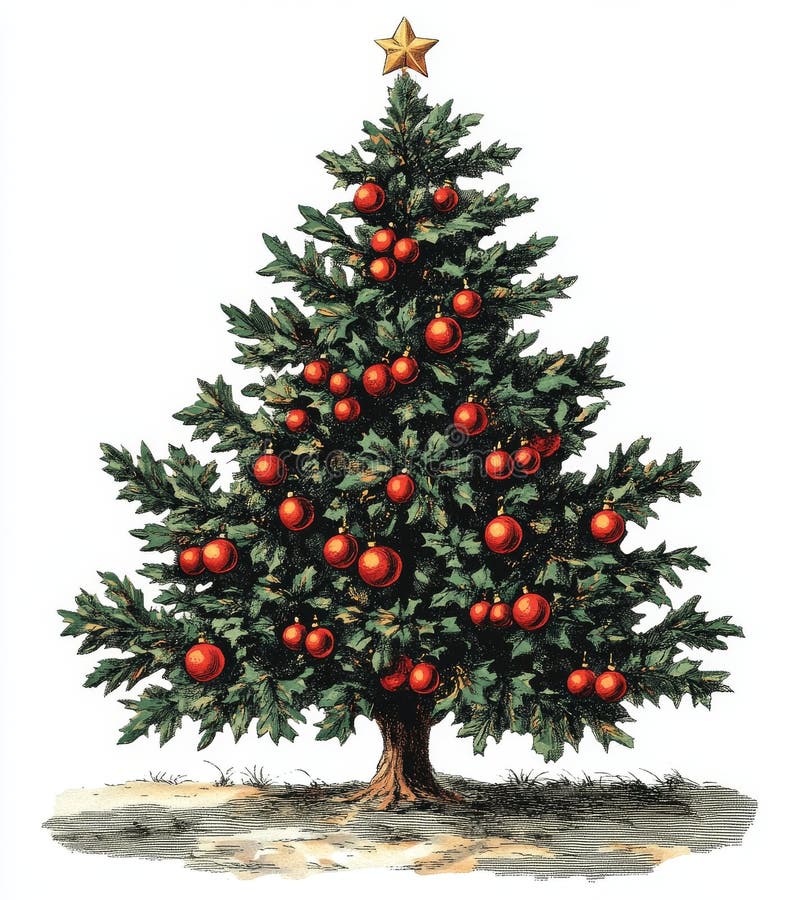 Imagine a Traditional Christmas Tree Shown in a Ground-level ...