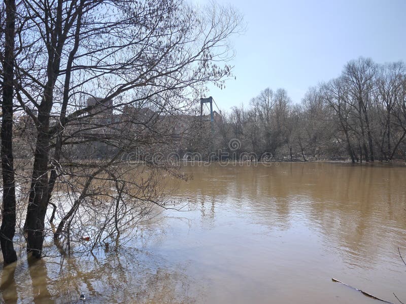 Floods in the Spring. Spring Flood Turned a Small River into a Large ...