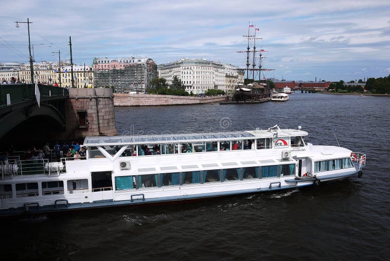 The Ship Sails on the City River. Editorial Image - Image of bright ...