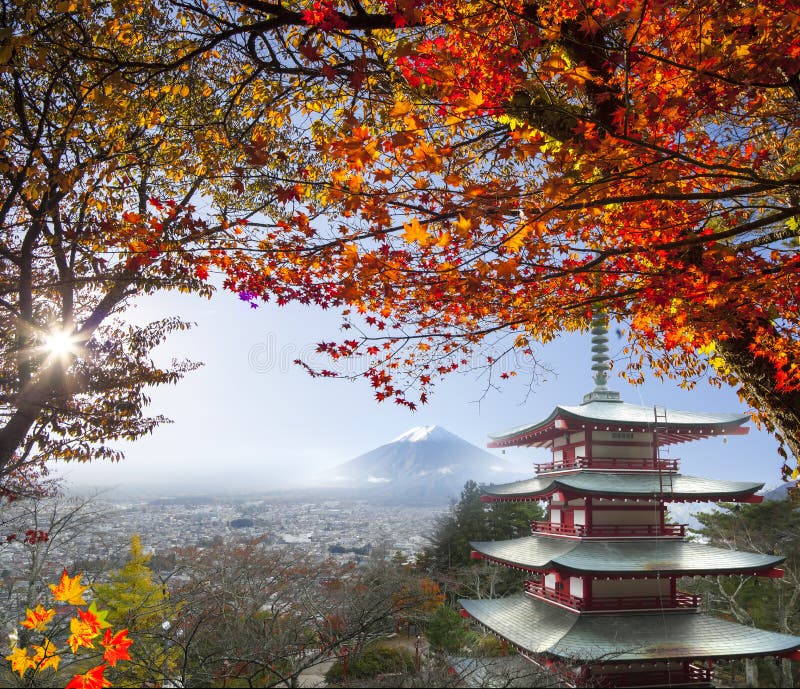 Imaging of Mt. Fuji Autumn with Red Maple Leaves, Japan Stock Image ...