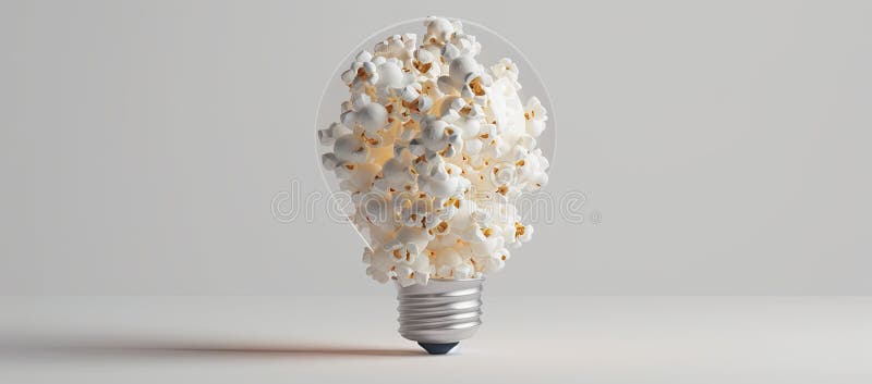 A Peculiar Image of a Light Bulb Spewing Out Popcorn Stock Illustration ...