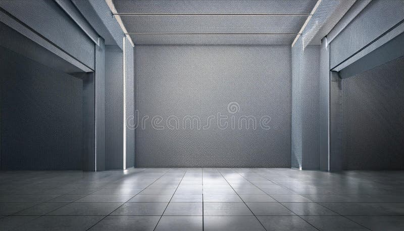 Imalistic Hall Interior with Empty Gray Wall Stock Illustration ...