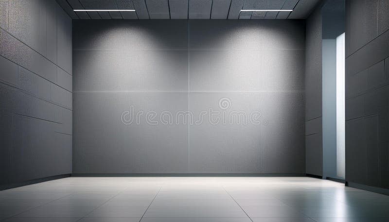 Imalistic Hall Interior with Empty Gray Wall Stock Illustration ...