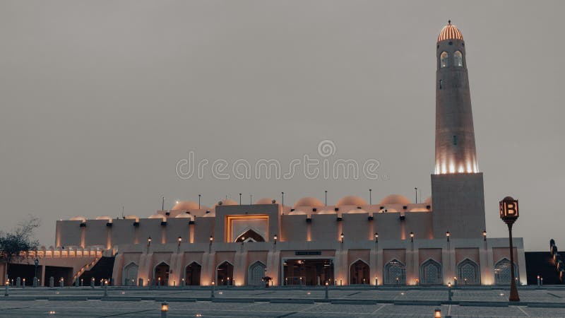 Imam Abdul Wahab Mosque: the Qatar State Grand Mosque Mosque Stock ...