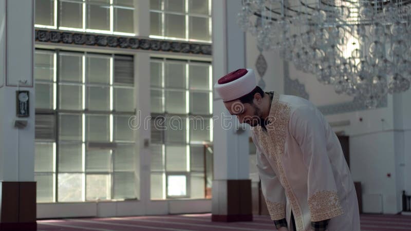 Imam Praying Takbir in Mosque Side Wide Stock Video - Video of people ...