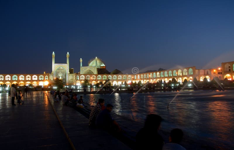 The Imam Sultan Mosque by Night, Isfahan, Iran Stock Photo - Image of ...