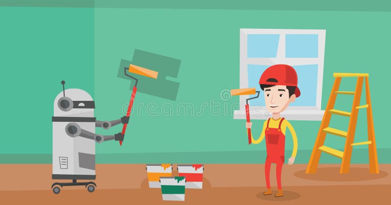 Automobile Robot Della Pittura Del Braccio in Una Linea Di Produzione ...