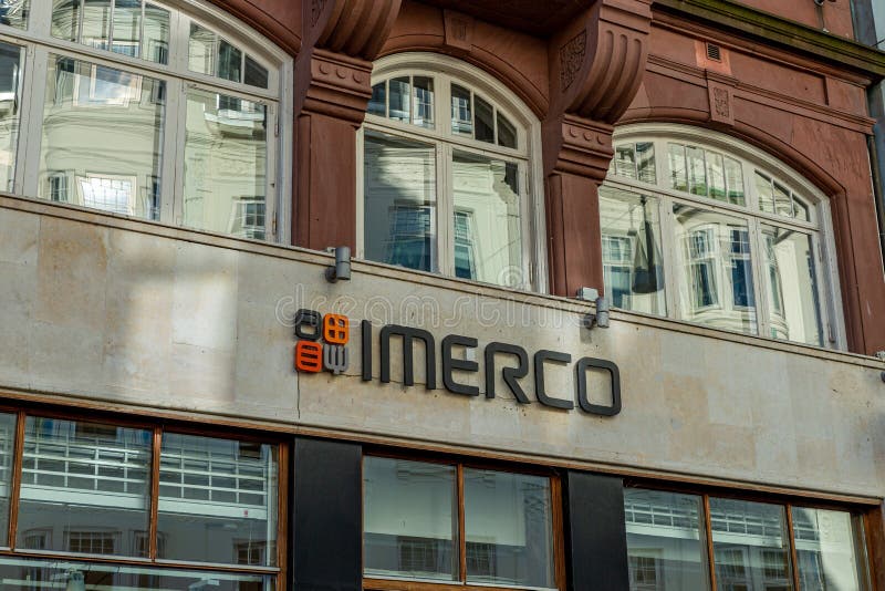 Imerco logo on a wall editorial stock photo. Image of facade - 114300653