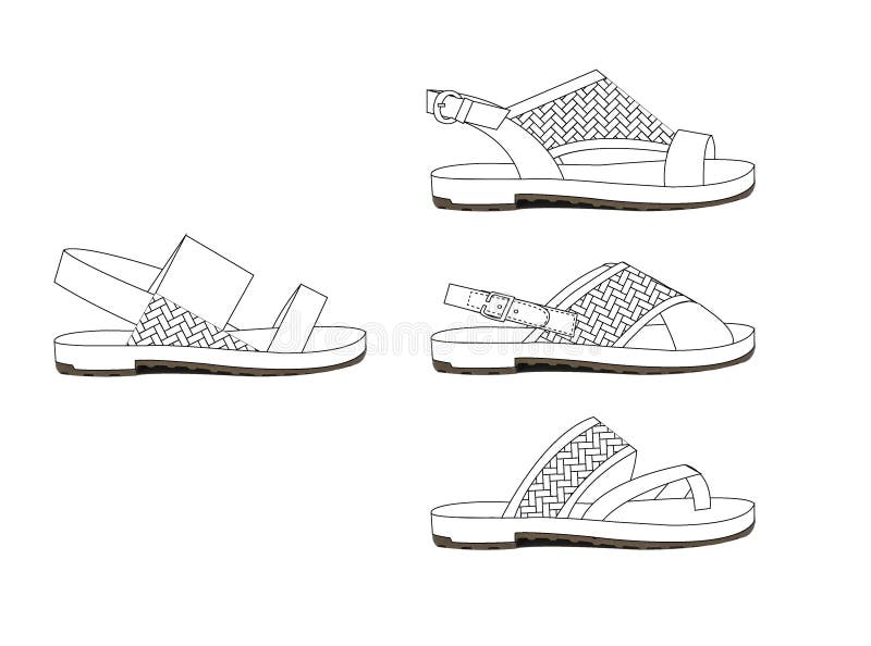 Sandals Shoes Sketch Outline Sample1 Stock Vector - Illustration of ...