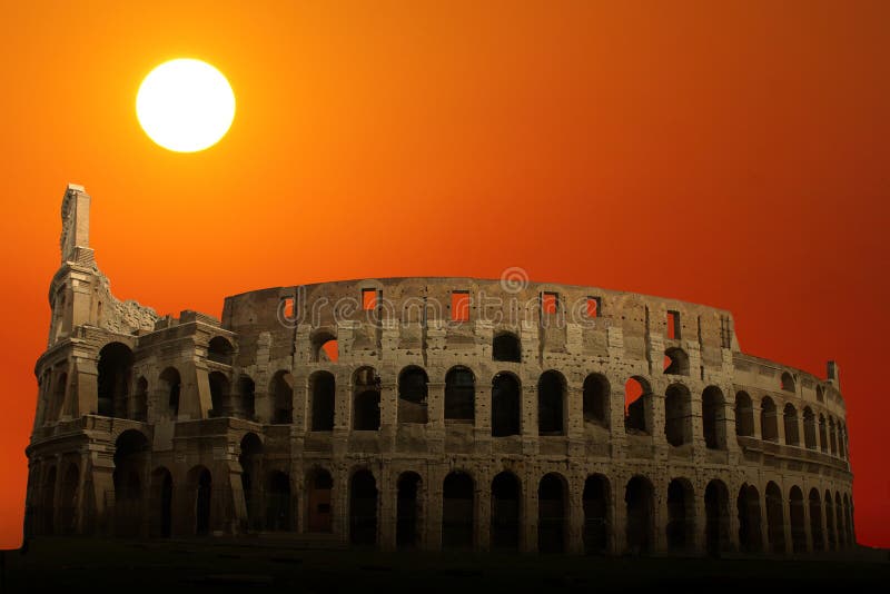 Colosseum, Dusk, Sunset, Golden Hour Stock Image - Image of ancient ...