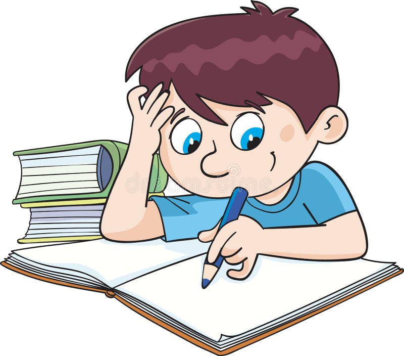Boy Writes a School Assignment in a Notebook Stock Vector ...