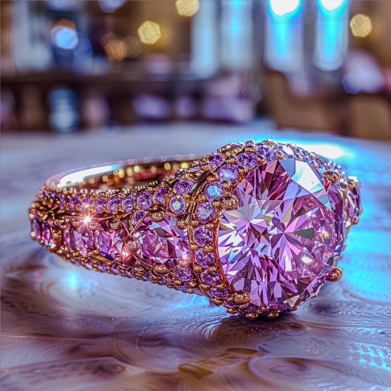 Illustration of a Large Pink Ring with a Pink Stone Stock Illustration ...