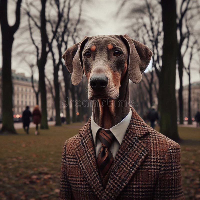 Dog in Tweed Suit Portrait. Anthropomorphic Animal Stock Illustration ...