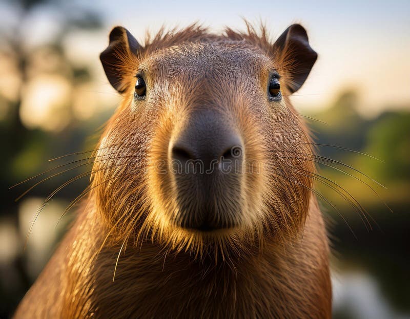 Cute Animal Capybara in Its Natural Habitat. Stock Illustration ...