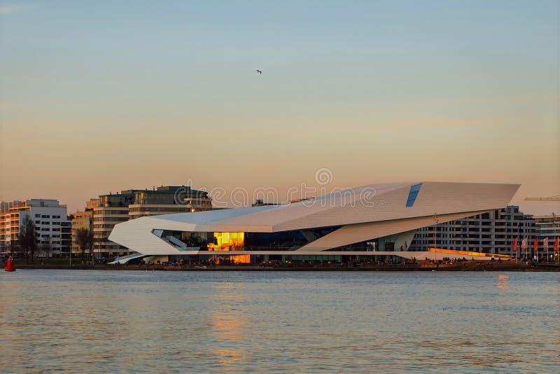 Sunset Time at Eye Filmmuseum, Amsterdam Stock Photo - Image of sleek ...