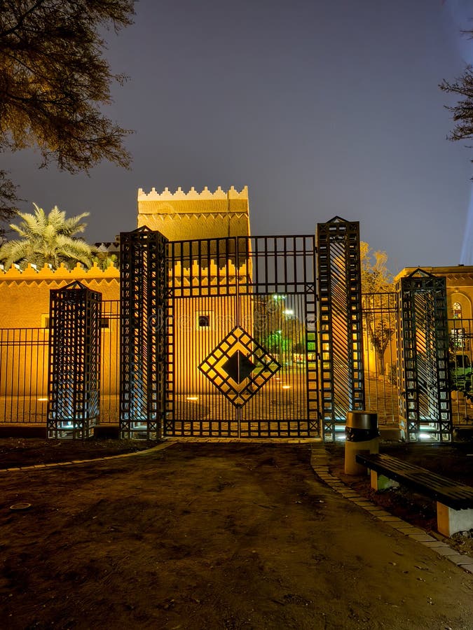 A Night Photo of the Iron Gate Outside of the Historic Al Murabba ...