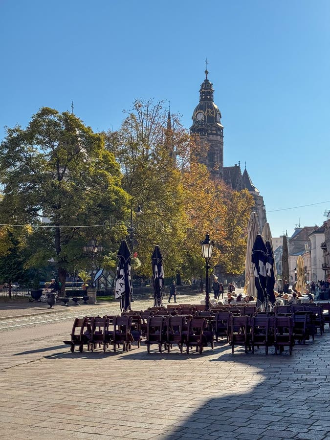 Kosice Cafe Scene with St. Elizabeth S Cathedral in the Background ...