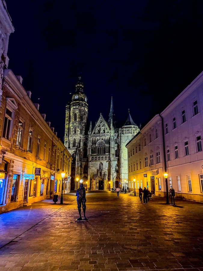 Night Photo of Historic St. Elizabeth S Cathedral in Kosice Old Town ...