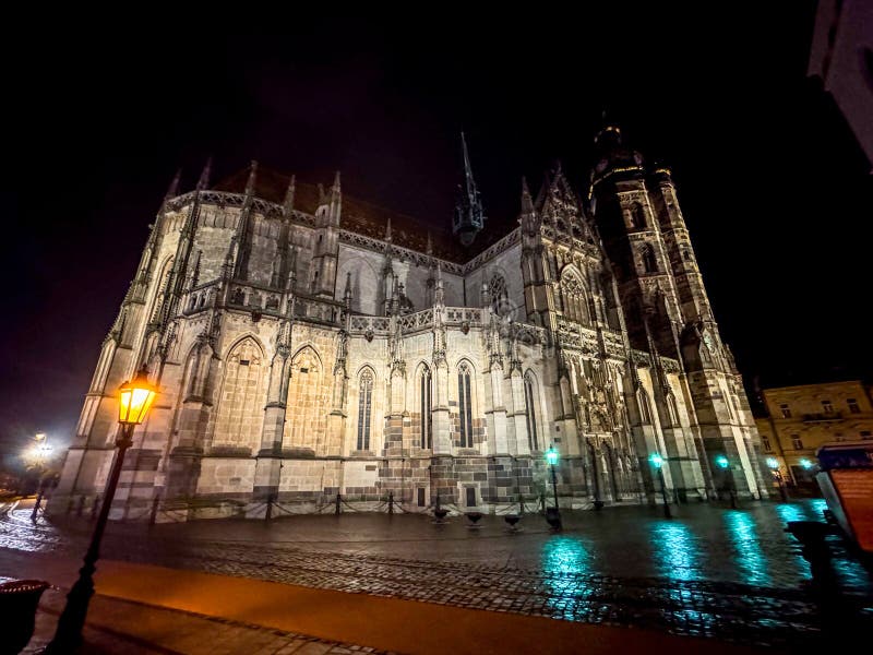 Panoramic Night View of St. Elizabeith S Cathedral in Kosice, Slovakia ...