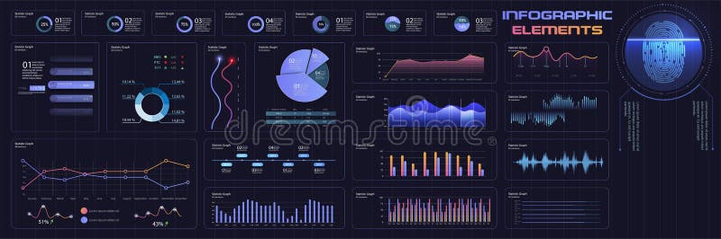 Modern Network Management Data Screen with Colored Charts and Diagrams ...