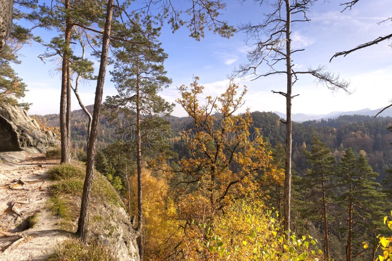 Czech Switzerland National Park Landscape from Rock Path Stock Image ...