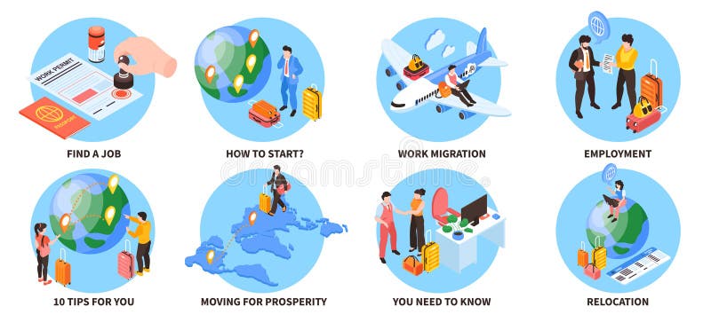 IMigrant Workers Compositions Set Stock Vector - Illustration of ...