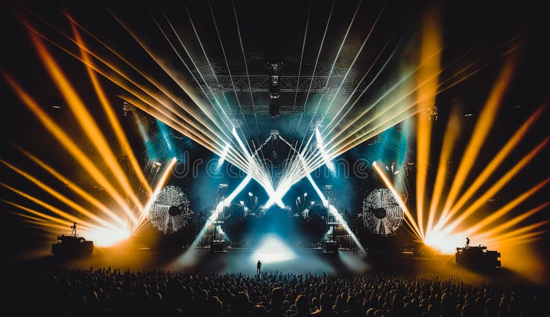 Imitation of a Concert Stage with Laser Lights Stock Illustration ...
