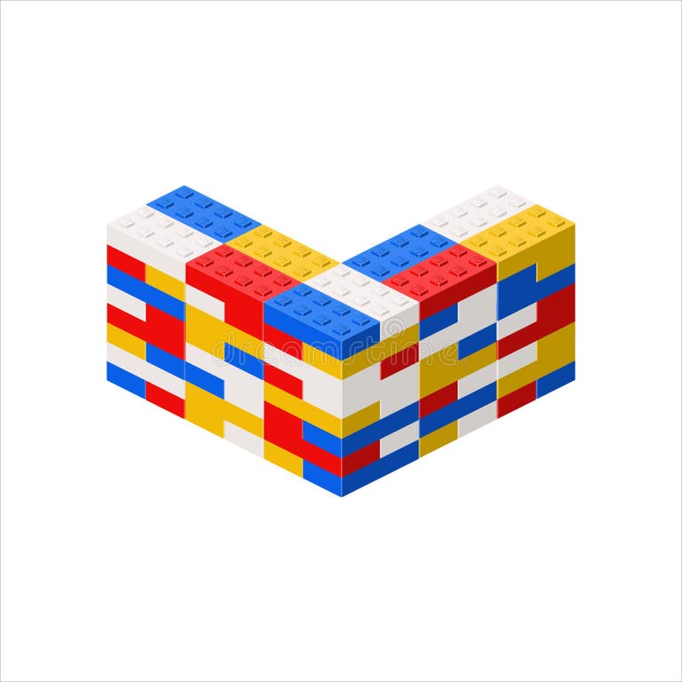 Imitation of a Corner Building Made of Plastic Blocks. Vector Stock ...