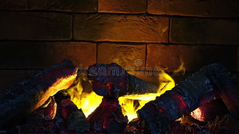 Imitation of Fire in an Electric Fireplace. Stock Video - Video of ...