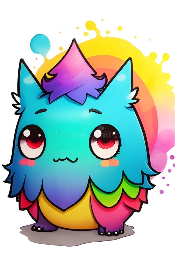 Cute funny creature. stock illustration. Illustration of paint - 308591382