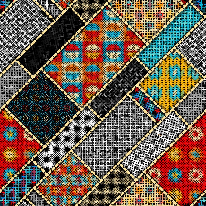 Patchwork Pattern of Rainbow Colors Stock Vector - Illustration of ...