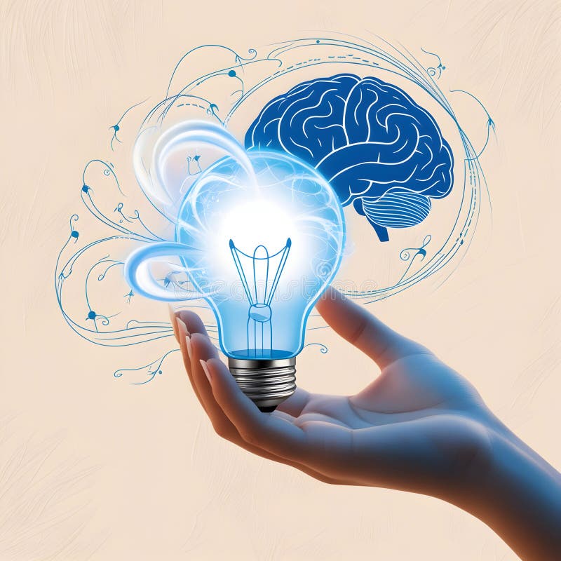Spark of Insight: a Bulb Igniting the Mind S Brilliance Stock ...