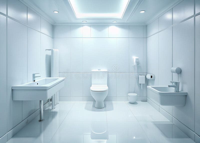 Immaculate White Institutional Bathroom a Pristine Example of ...