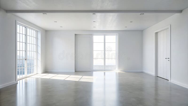 Immaculately Designed White Room with Central Doorway Perfect for ...