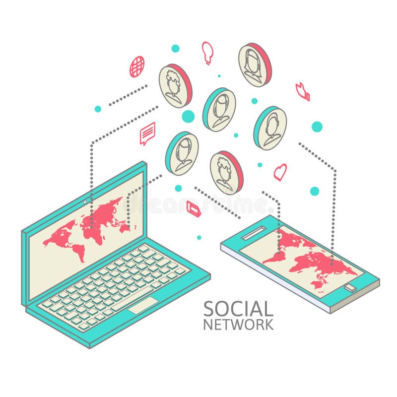 Immagine Concettuale Con Le Reti Sociali Piano Illustrazione Vettoriale ...