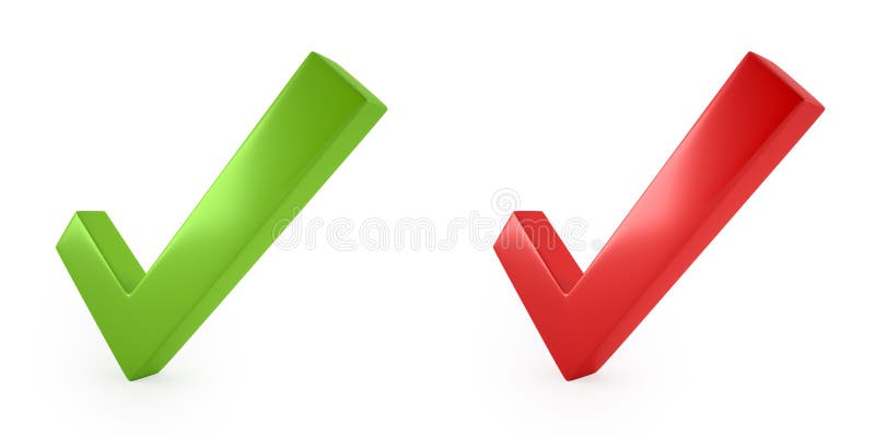 Immagine 3d Del Segno Di Spunta Rosso E Verde Illustrazione di Stock ...