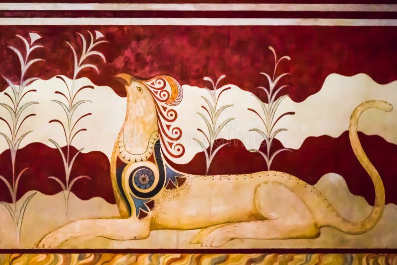 Affresco Al Palazzo Di Cnosso in Creta Illustrazione di Stock ...