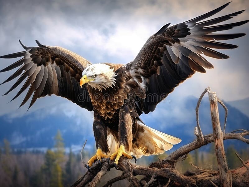 Immature Bald Eagle Take Off Stock Illustration - Illustration of ready ...