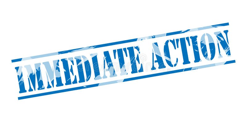 Immediate Action Blue Stamp Stock Illustration - Illustration of label ...