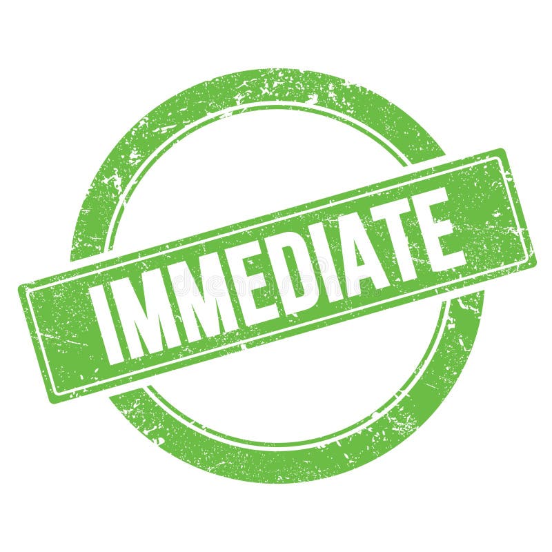IMMEDIATE Text on Green Grungy Round Stamp Stock Illustration ...