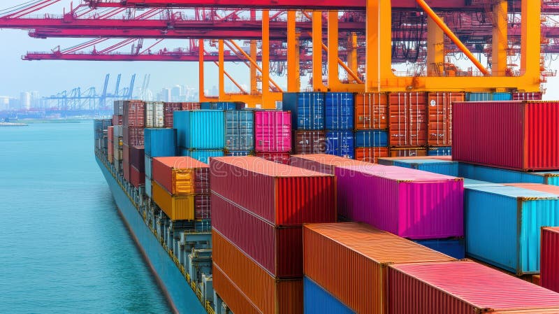 Immense Container Ship Dominating the Ocean, Symbol of Global Maritime ...