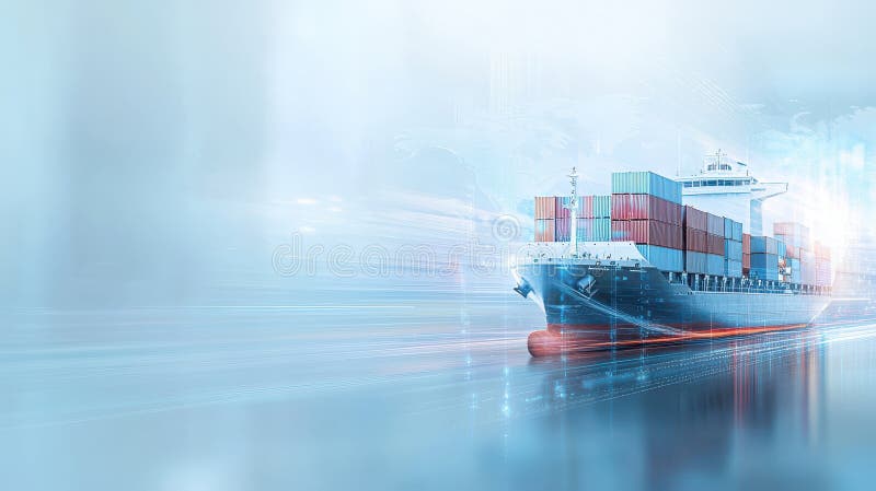 Immense Container Ship Traversing the Open Ocean, Glimpse into Global ...
