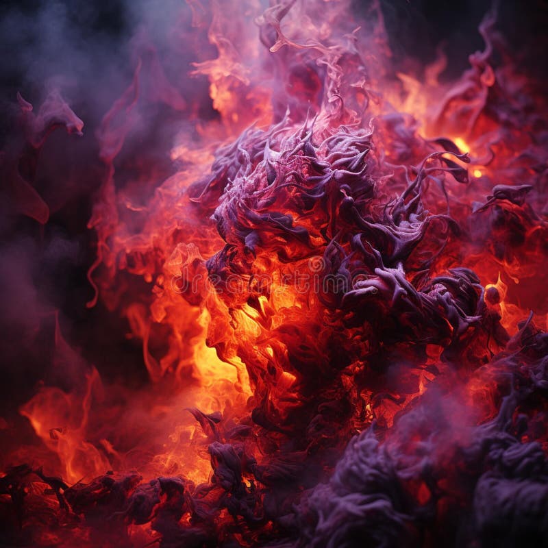 Immense Eruption of Fiery Flames Accompanied by Billowing Smoke, AI ...