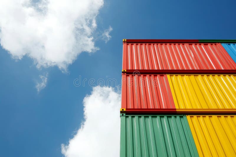 Stack of Containers Cargo Ship in a Port, Nautical Transport ...