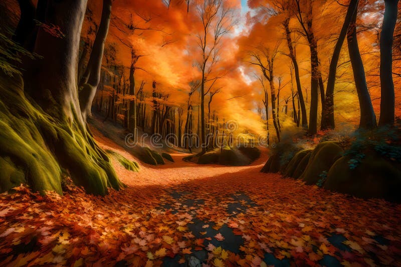 Immerse the Autumn Nature Background in a Dreamscape of Swirling Colors ...