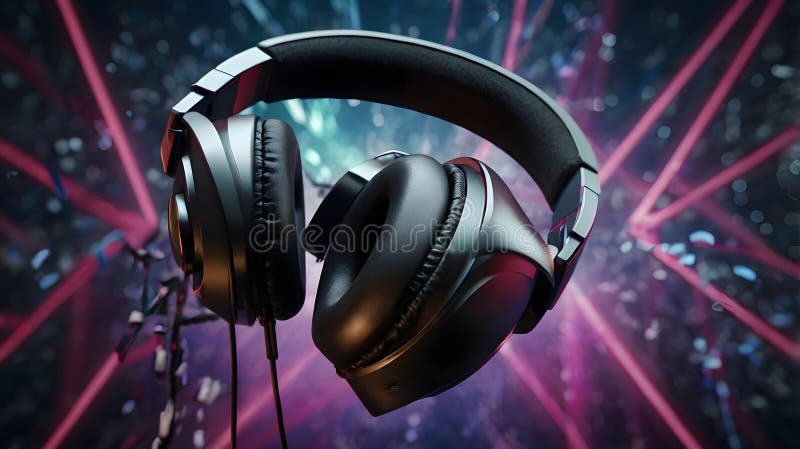 3D Headphones and Abstract Soundscape. Stock Illustration ...