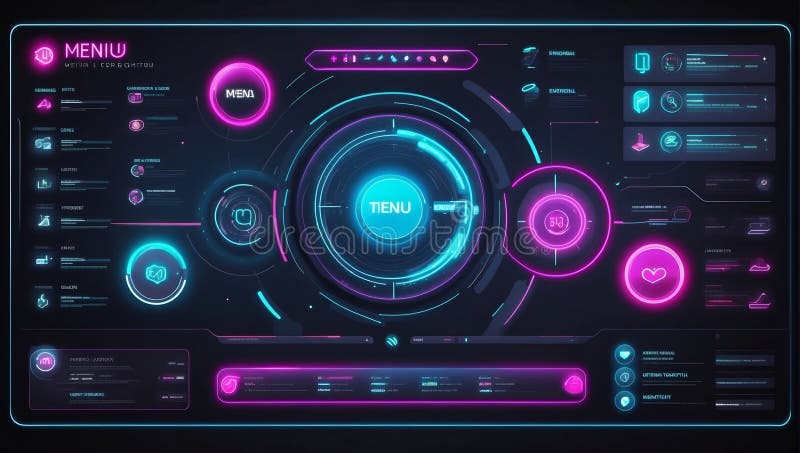 Futuristic Interface: Neon Menus, VR Immersion, Dynamic Data Vectors ...