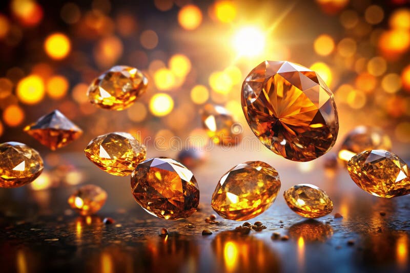 Stunning Amber Topaz Diamond Falling Background a Captivating Visual ...