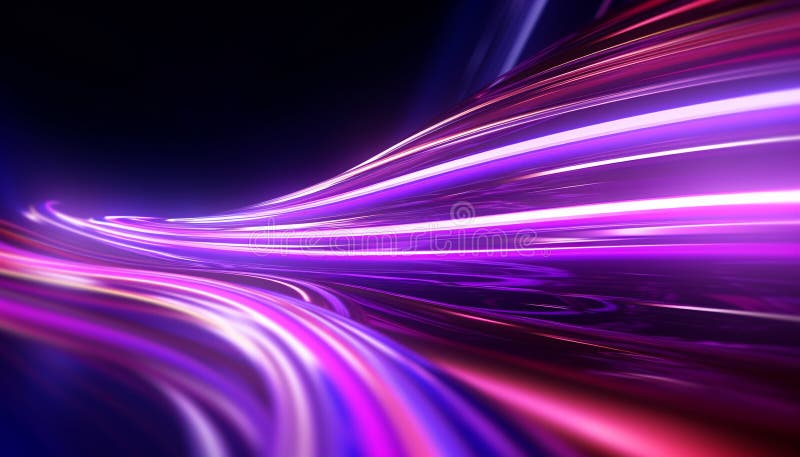 Abstract Neon Sweep: Amethyst and Ruby Light Trails on Dark Backdrop ...