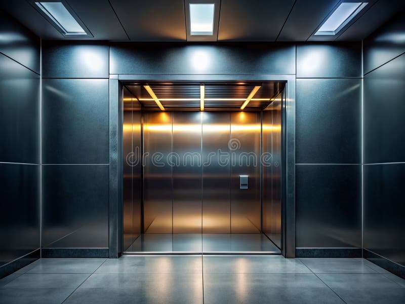 Dramatic Empty Elevator Shaft Panoramic View of Industrial Modern ...